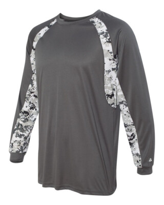 Badger Digital Camo Hook Long Sleeve T Shirt 4155 - Graphite - Medium ...