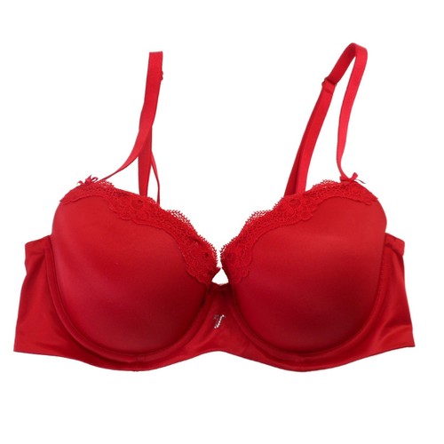 Victoria's Secret size 34D Dream Angels Lined Demi Bra Red Lace Trim ...