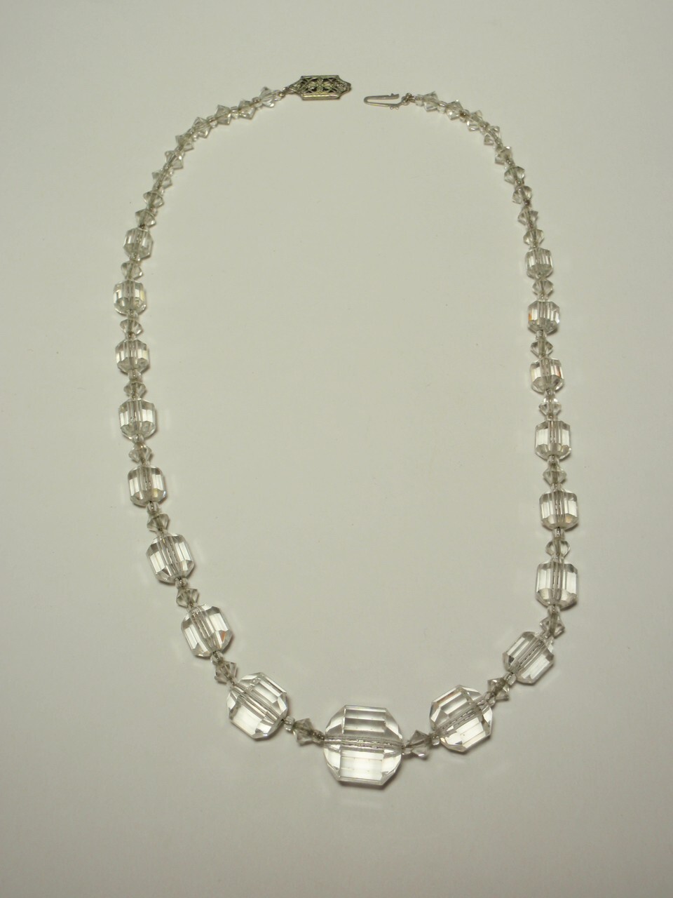 Vintage Faceted Cut Crystal Bead Beaded Necklace - Gem