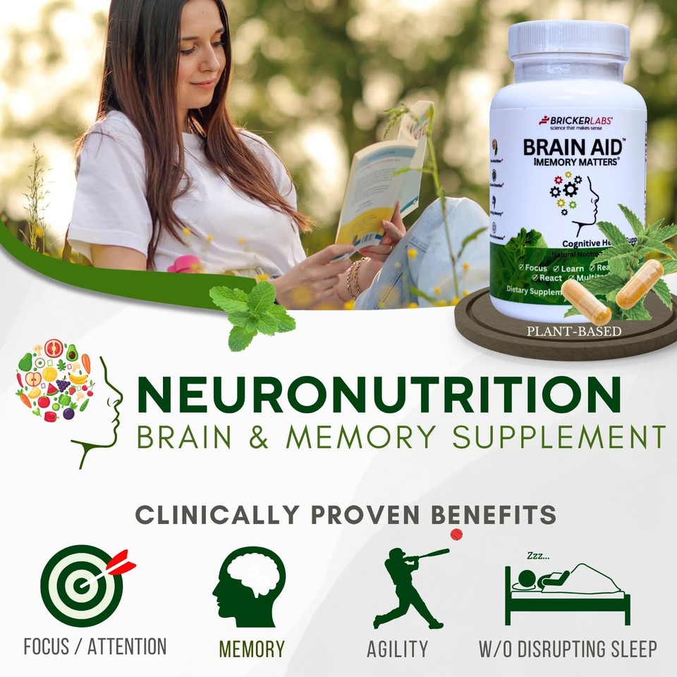 Bricker Labs Brain Aid Memory Matters – Nootropic Brain Supplement with ...