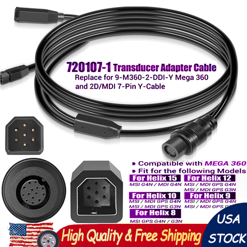 720107-1 Transducer Adapter Cable 10ft for 9-M360-2-DDI-Y Mega 360 2D ...