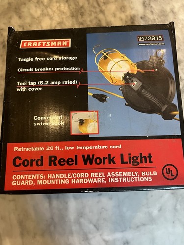 Craftsman 20' Retractable Cord Reel Shop Work Light 34-73915 NEW-Open ...