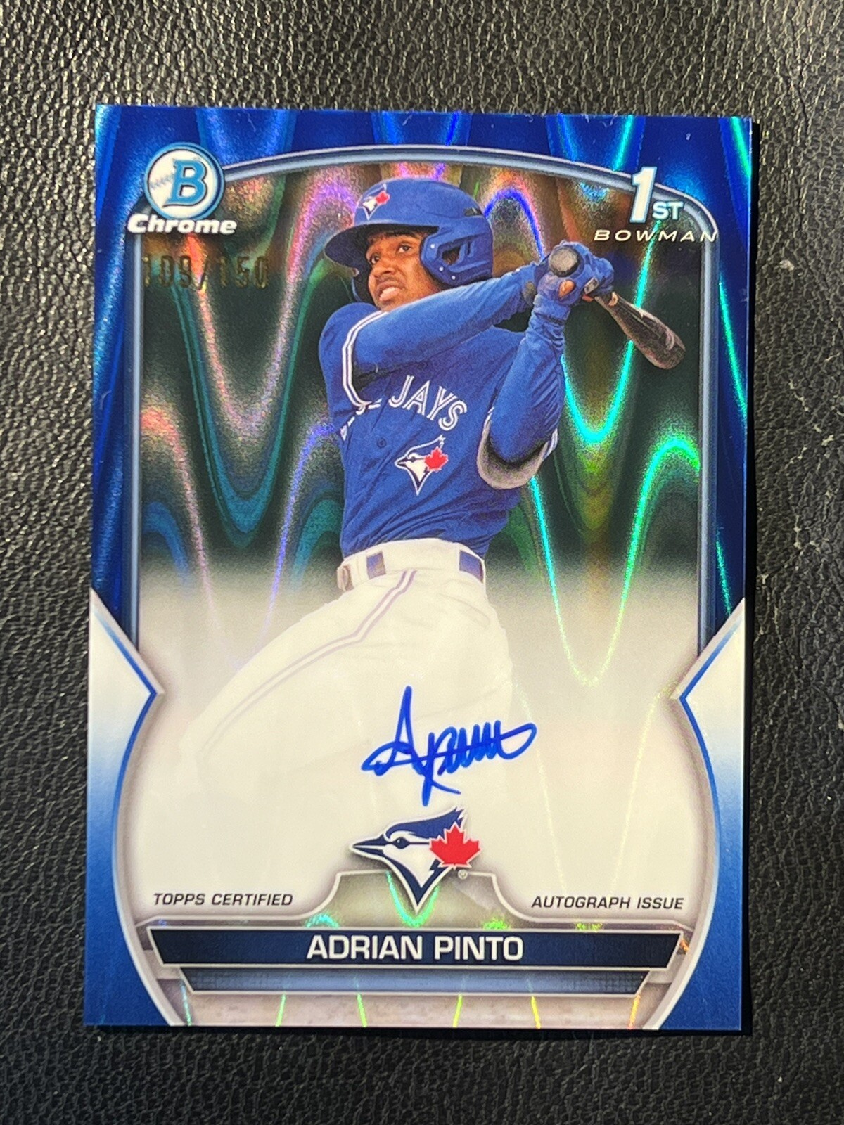 ADRIAN PINTO 2023 Bowman Chrome Blue Lava Refractor Auto 109/150 1st | eBay