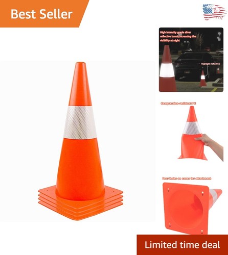 Stackable 12-Inch Traffic Safety Cones with Reflective Strips - Multi ...