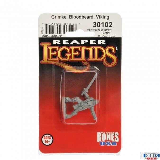 GRIMKEL BLOODBEARD, VIKING Reaper Minis Bones USA: Reaper Legends ...