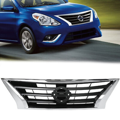 For 2015 2016 2017 2018 2019 Nissan Versa Front Bumper Chrome Grille ...