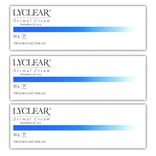 LYCLEAR DERMAL CREAM 30G x 3 - Premthrin 5% - Scabies & Crab Lice ...