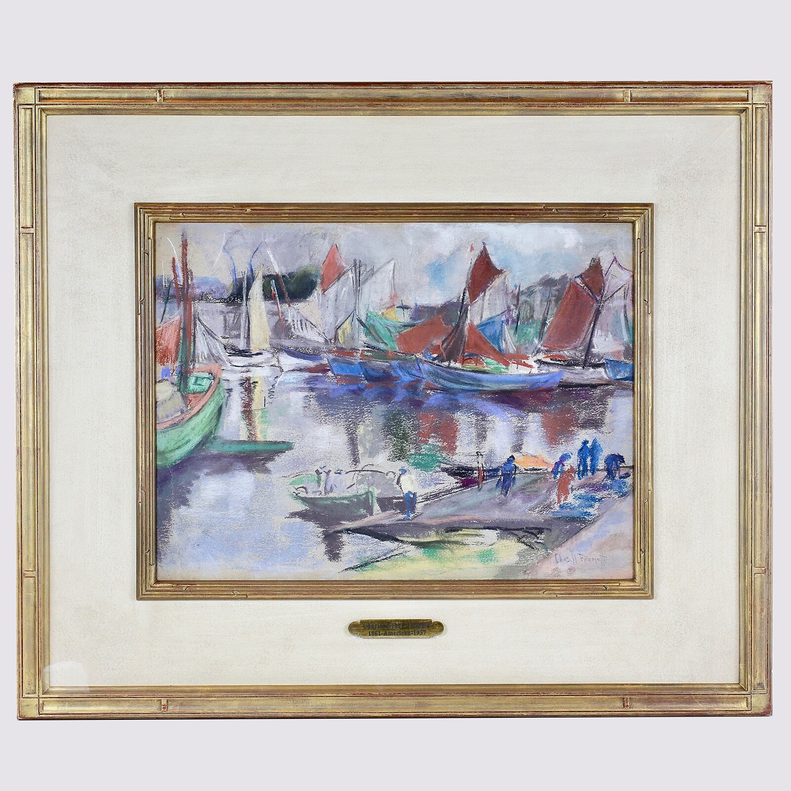 American Charles Henry Fromuth 1861-1937 Sailboats pastel on paper ...
