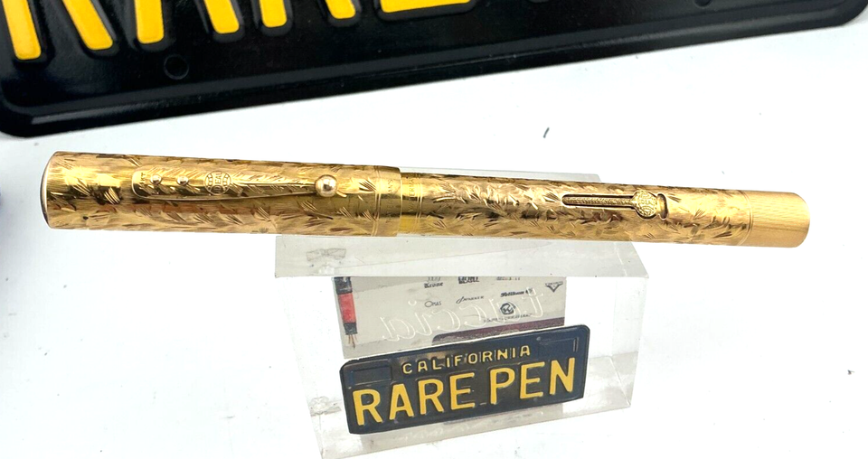 Vintage WATERMAN 554 LEC Fountain Pen 14K SOLID PINK GOLD HEV OVERLAY ...