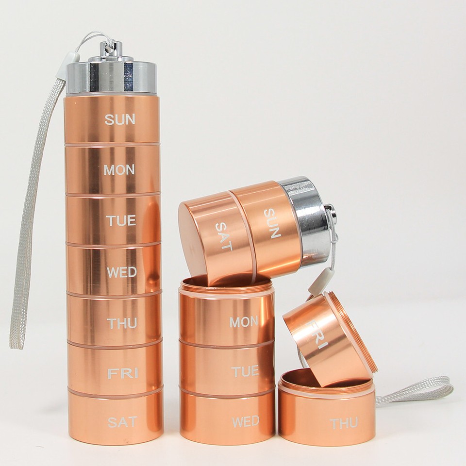 Pill Box Metal Medicine Dispenser Case Weekly Tablet Organizer ...