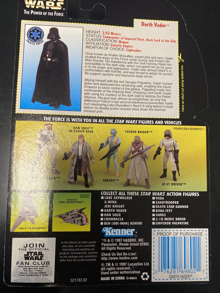 1997 Kenner Star Wars Power Of The Force Darth Vader Removable Cape ...