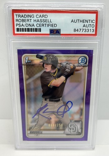 Robert Hassell Signed 2020 1st Bowman Chrome Purple /250 Autographed ...