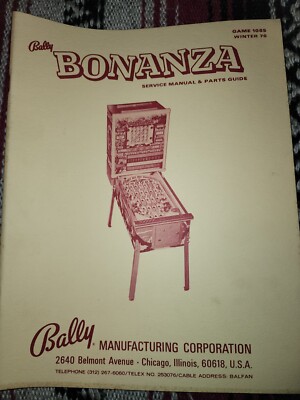 Bonanza Pinball Manual Bally | eBay