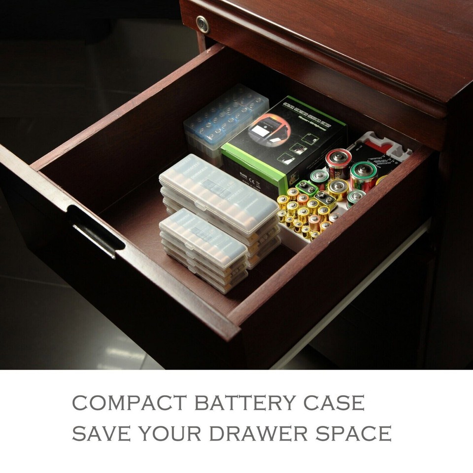 Battery Storage Case Holder Organizer Box For 10 AA AAA Batteries 4 ...