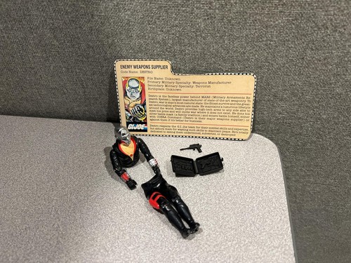 Vintage 1983 GI Joe DESTRO Figure w/ file card , suitcase gun -Broken ...
