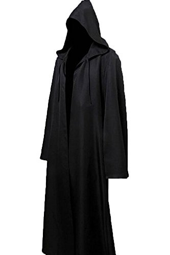 Men's Cosplay Cloak Robe Costume Halloween Tunic Hooded Uniform (Black ...