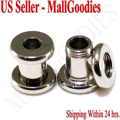 1437 Screw-on / fit Surgical Steel 2G Gauge 6mm Ear Plugs Flesh Tunnels ...