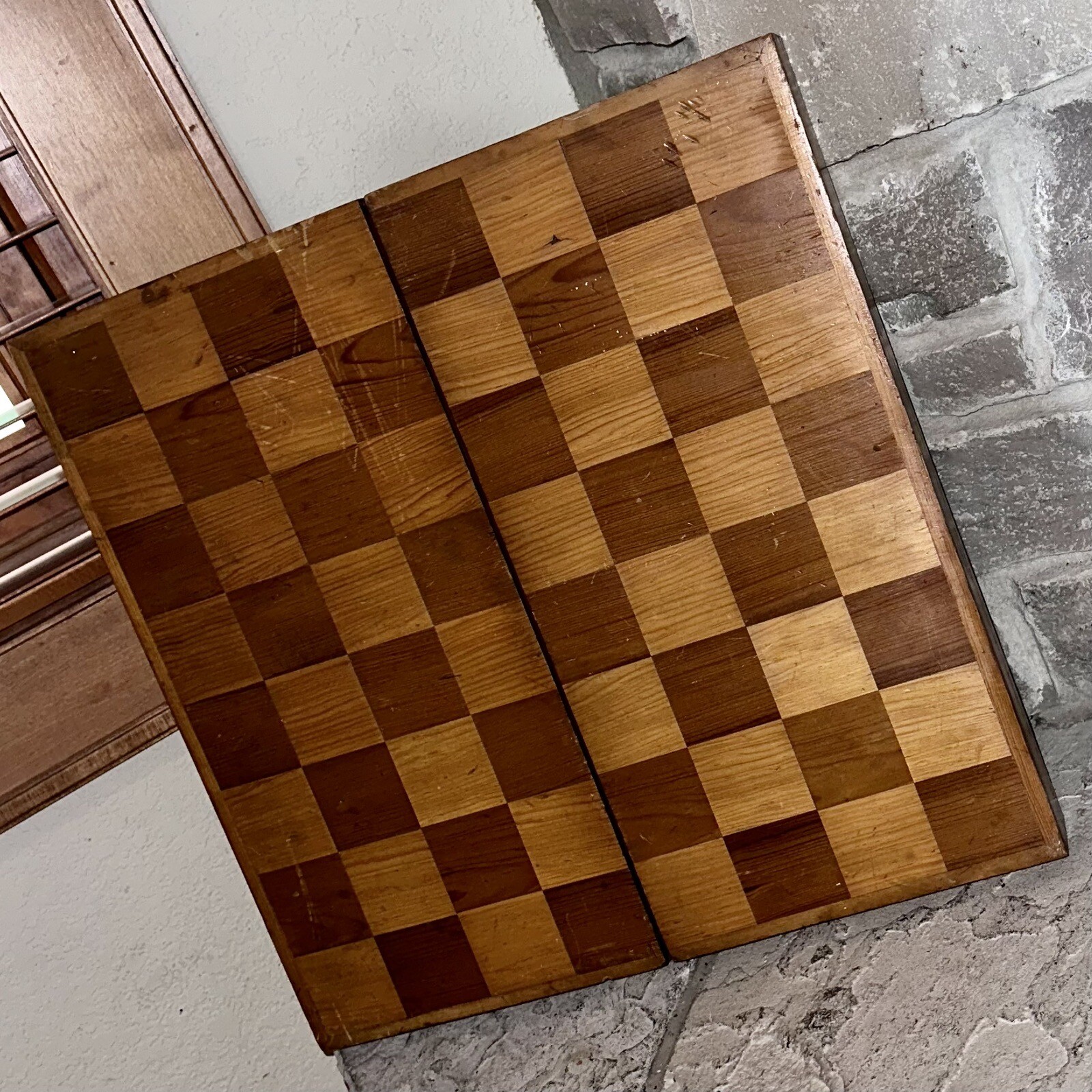 Vintage Chess Set Huge 6” Tall King Bige Huge Pieces 18” Folding Board ...