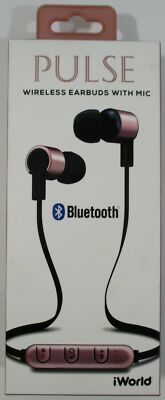 AudioBLUE-iWorld Pulse Bluetooth Wireless Earbuds w Mic iPhone Galaxy ...