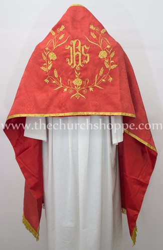 New Red Humeral Veil with IHS embroidery,voile huméral,velo omerale | eBay