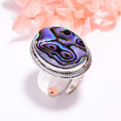 Abalone Shell Vintage Handmade .925 Silver Plated Ring Adjustable GSR-5405 | eBay