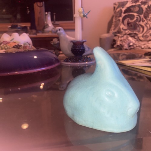 Van Briggle Bunny RABBIT Late 1910s Easter Blue Solid Cast Easter 🐣 | eBay