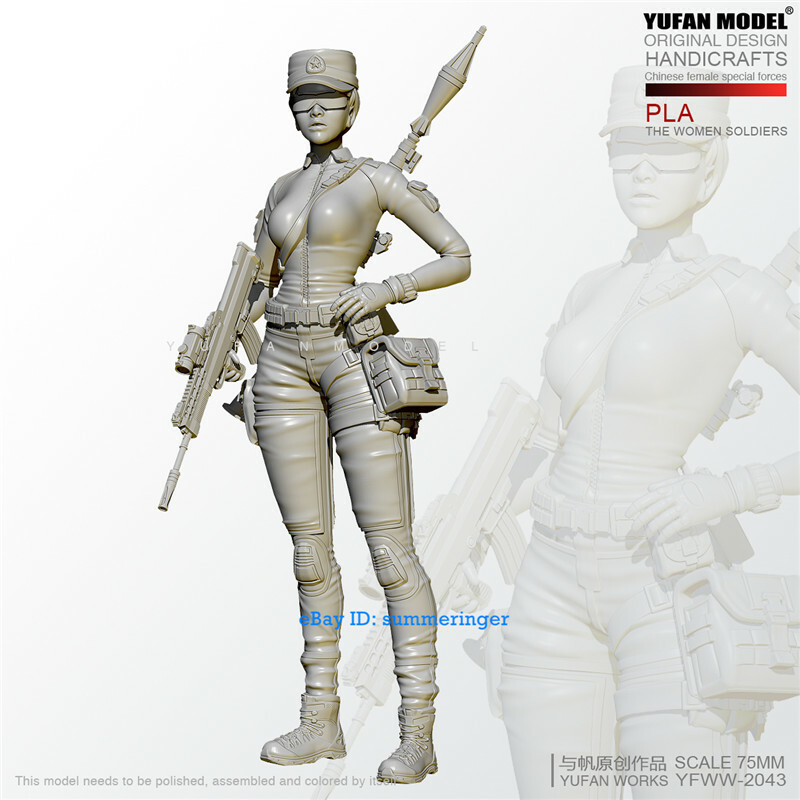 1/24 PLA Female Soldier Figure Resin Model Kits Unpainted YUFAN Model ...