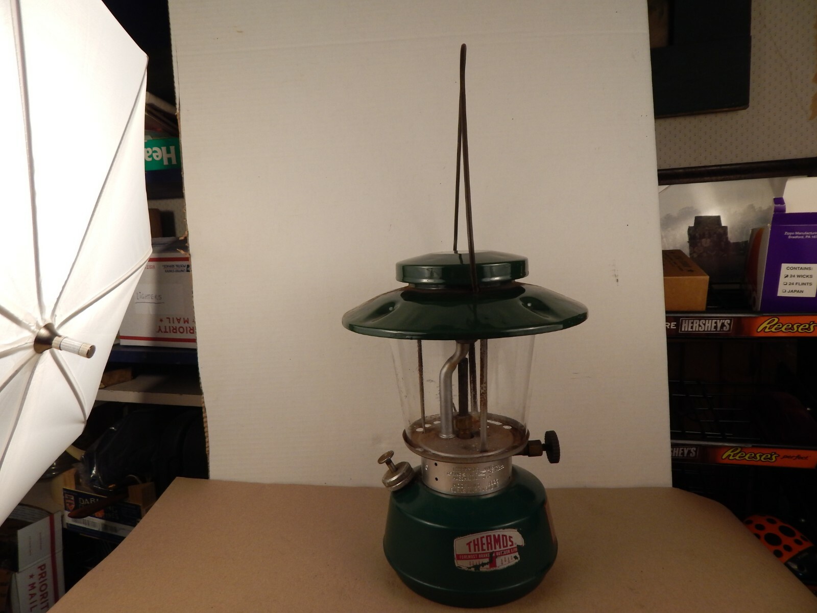 vintage THERMOS GAS Camping LANTERN in GREEN burns Coleman fuel | eBay