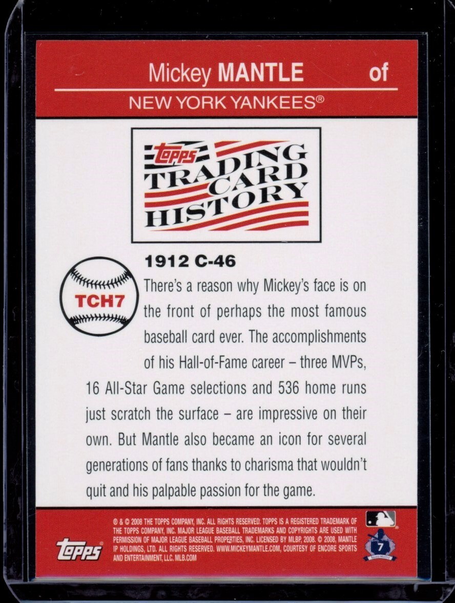 2008 Topps ~ Mickey Mantle ~ Trading Card History ~ #TCH-7 ~ New York ...