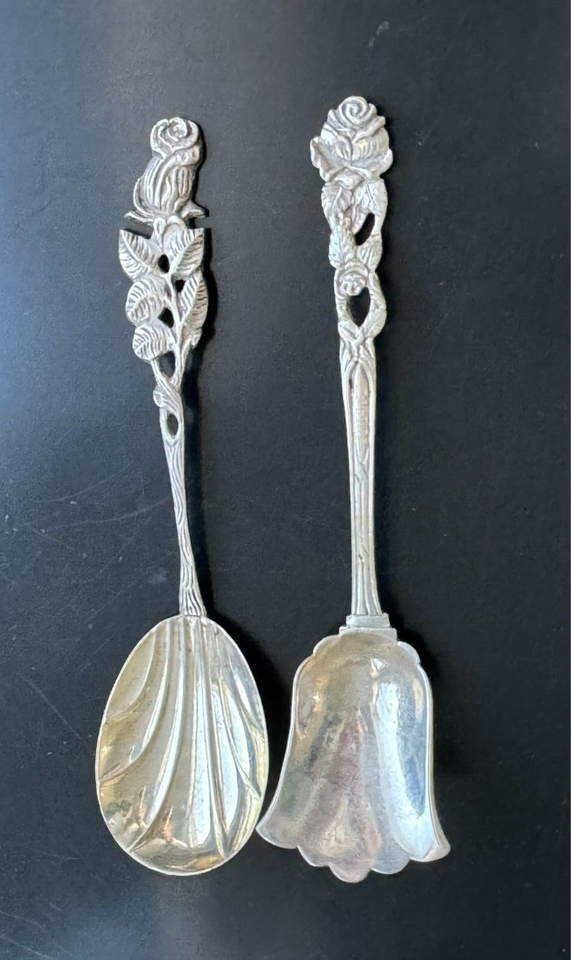 VINTAGE GERMAN ''ANTIKO'' 800 SILVER TEA/COFFEE ROSE PATTERN FLATWARE ...