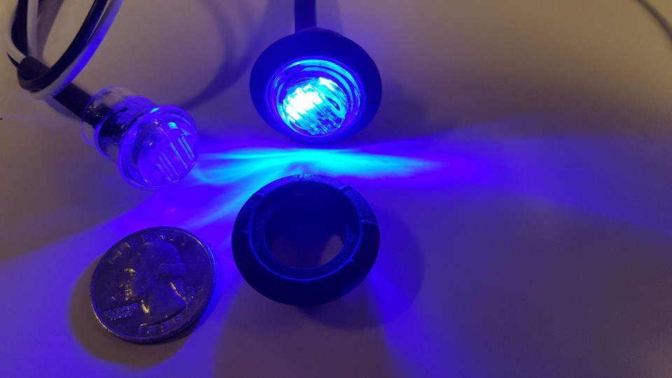 2 PACK Premium Quality BLUE LED Marker Light - 12v DC - with runner ...