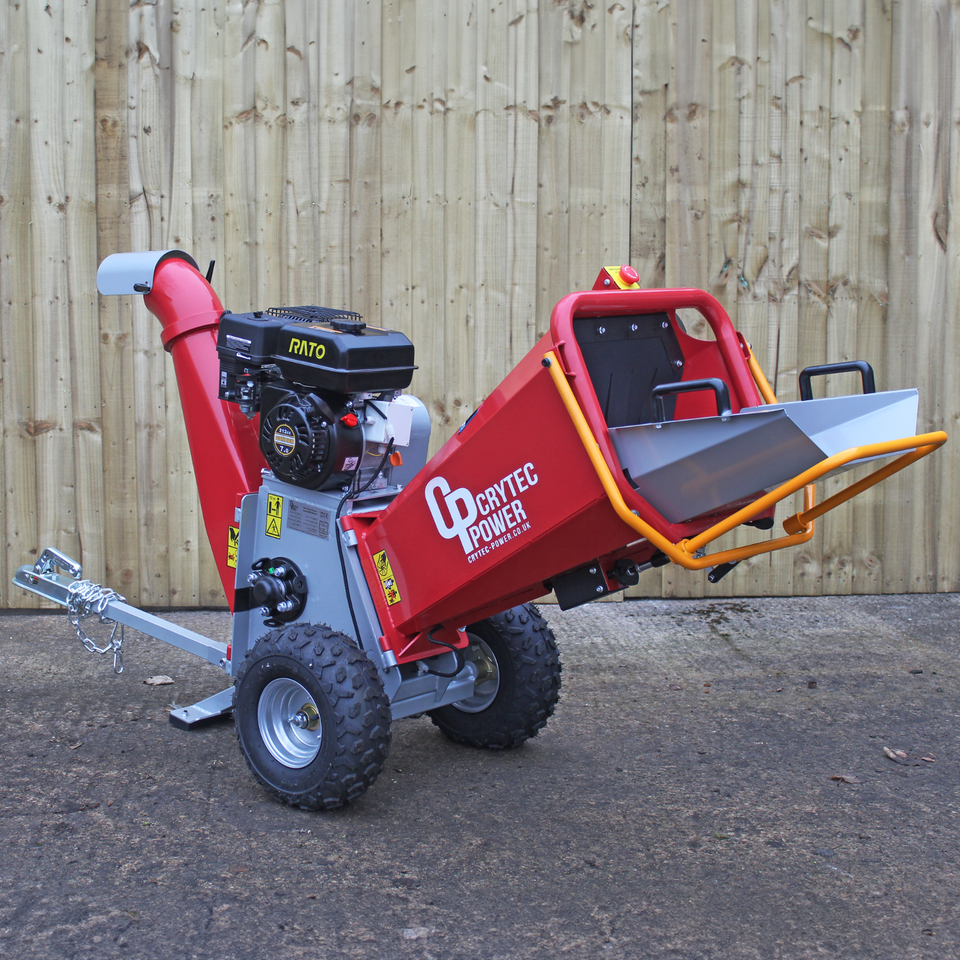 CRYTEC CRC400-R 7HP 100mm Wood Chipper Garden Shredder Petrol Chipping ...