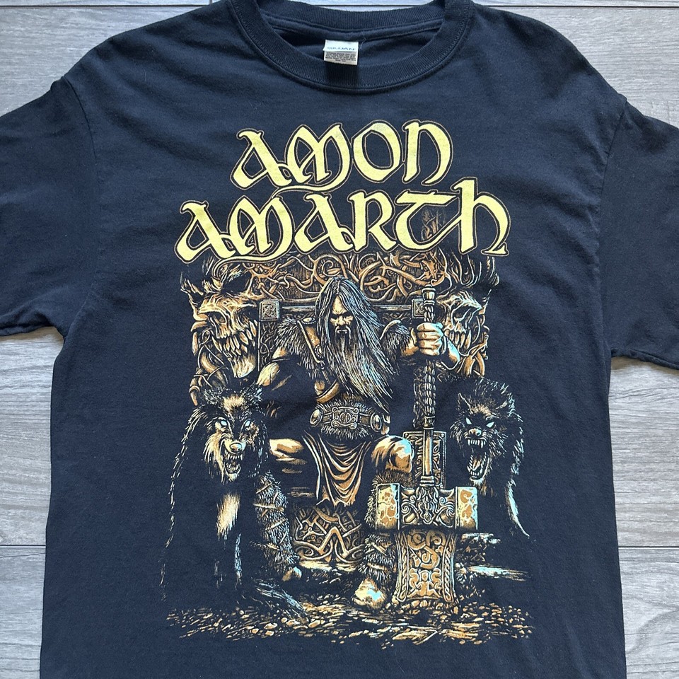 Amon Amarth Band T Shirt Mens Size L Thor Odens Son Short Sleeve Black Graphic | eBay