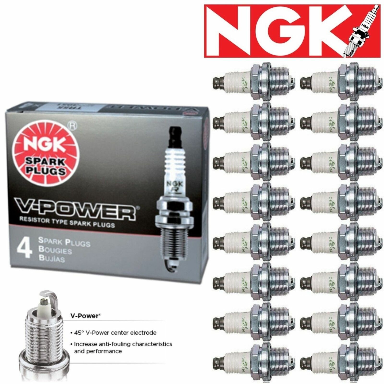 16 New NGK V-Power Spark Plugs 2004-2008 Mercedes-Benz G500 5.0L V8 Kit ...