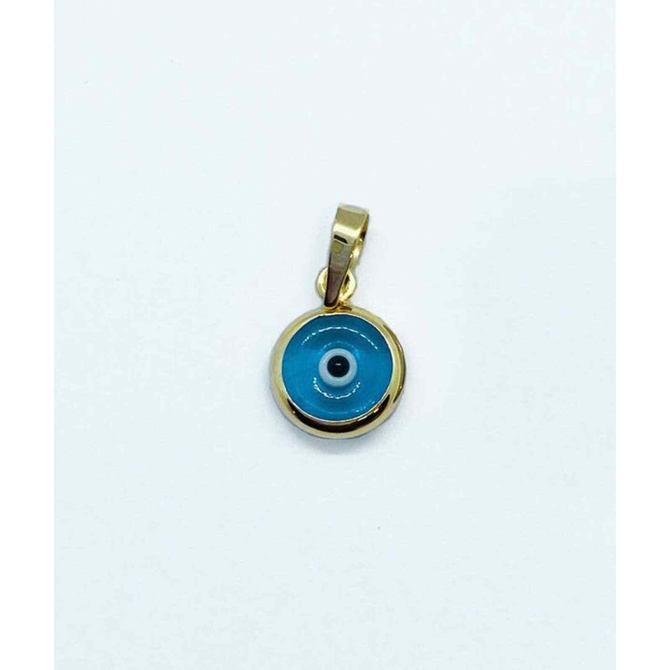 New 10K Real Yellow Gold Evil Eye Pendant, Good Luck Protection Charm ...