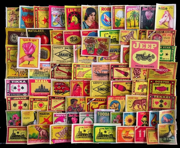 INDIA Old MatchBox Labels, 90 Different, Old Only Good Condition ...