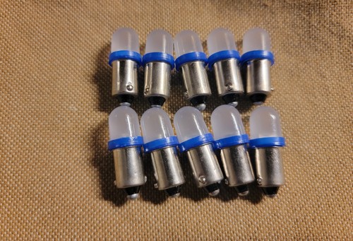 (10) COOL BLUE FROSTED BAYONET 6.3V-8V LED LAMP/#44 #47 #1847 #1866 ...