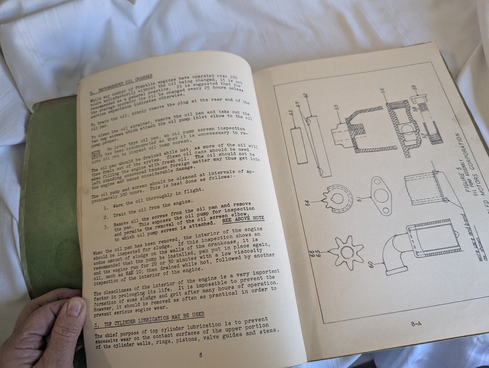 WWII Franklin Aircraft Engines Operators Handbook & Parts Catalog Model ...