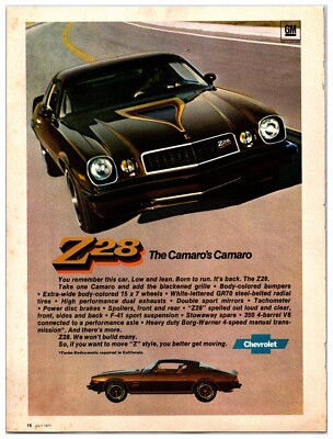 Vintage 1977 Chevrolet Camaro Z28 Original Print Ad (8 x 11 ...