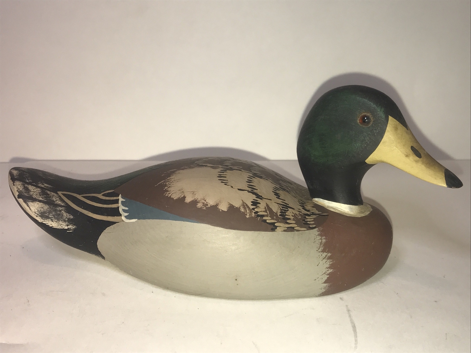 mallard drake duck decoy miniature red farm studio Rhode Island singed ...