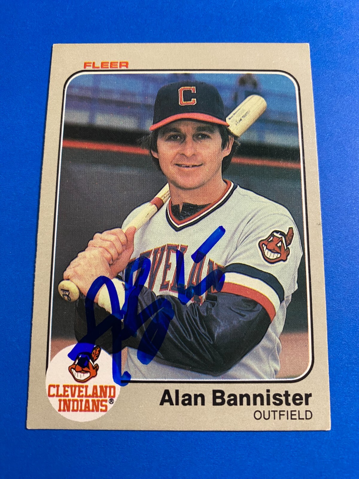 ALAN BANNISTER 1983 FLEER AUTO SIGNED CLEVELAND INDIANS RANGERS ARIZONA ...