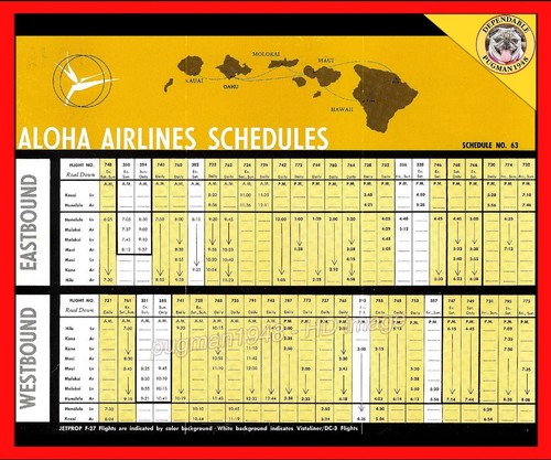 ALOHA AIRLINES 1960 AIRLINE TIMETABLE SCHEDULE...Plus luggage label ...