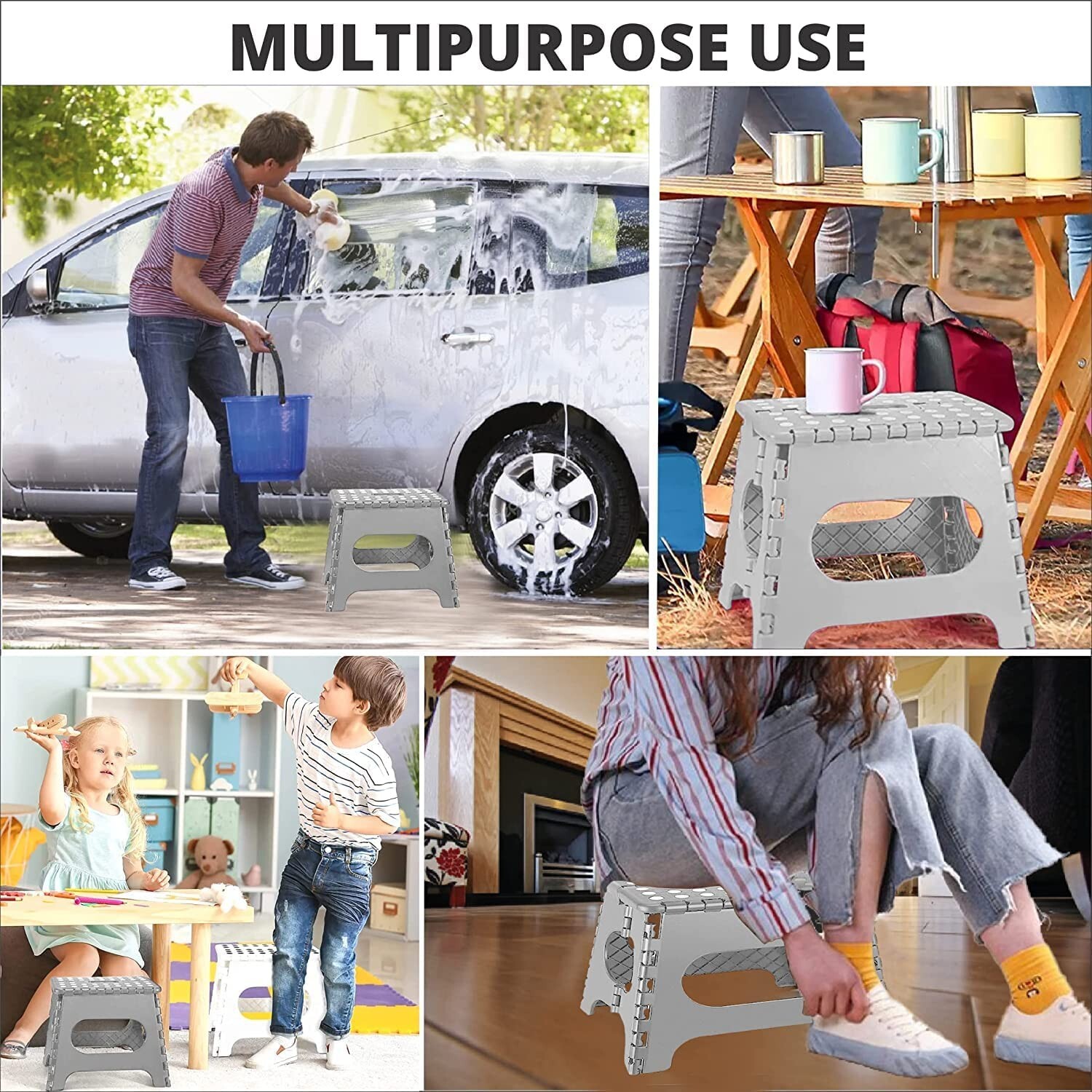 NEW FOLDING HANDY STEP STOOL STRONG 150KG HANDLE STORAGE COLLAPSIBLE ...