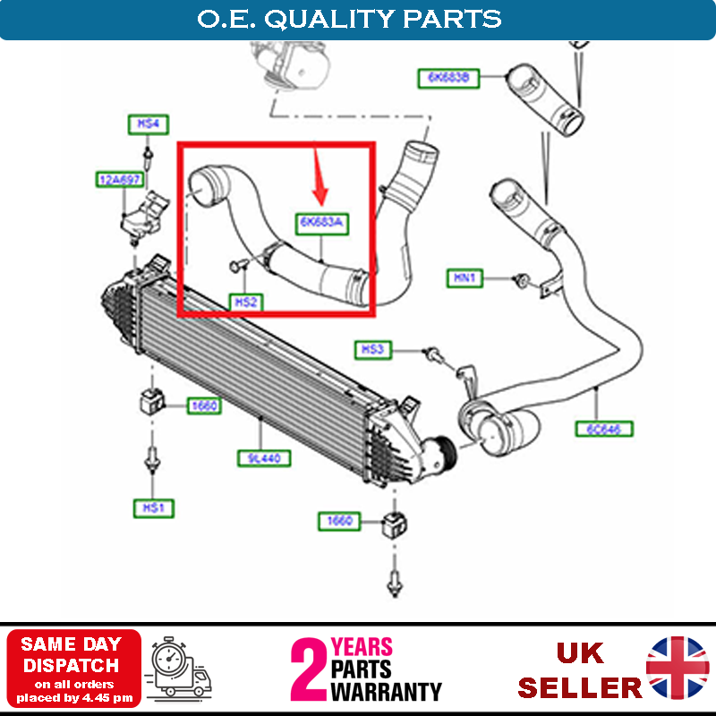 Intercooler Turbo Hose Pipe Long For Land Rover Freelander 2 TD4 2.2 ...
