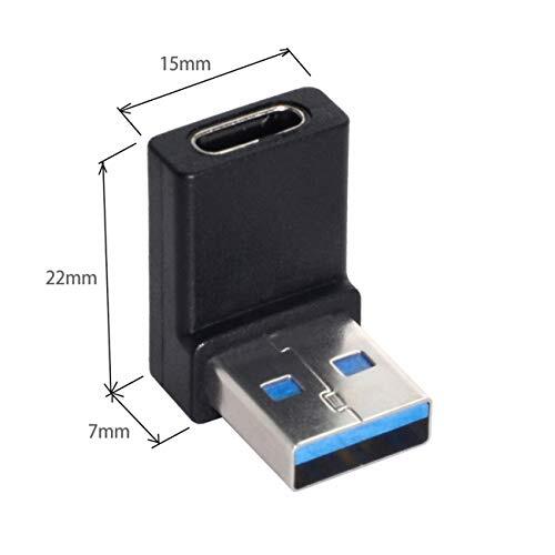 Cablecc USB-C C Female 90 Degree Down Angled to USB 3.0 A Male Data ...