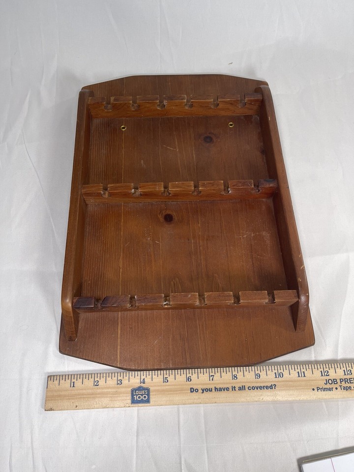 18 Slot Collectible Spoon Display Rack RARE Wooden Souvenir Wall ...