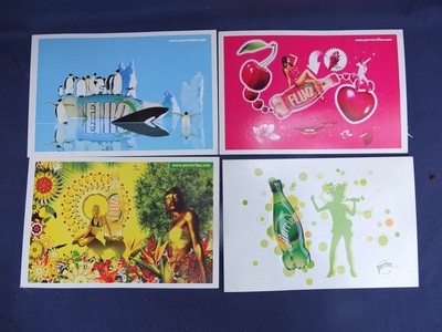 CARTES PERRIER FLUO avec bouteilles et Motifs Gaufres. LOT DE 4 | eBay