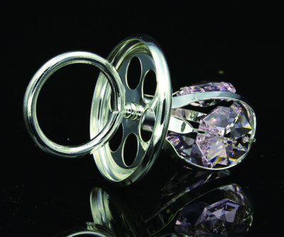 SWAROVSKI PINK CRYSTAL STUDDED SILVER PACIFIER FIGURINE GIRL BABY ...