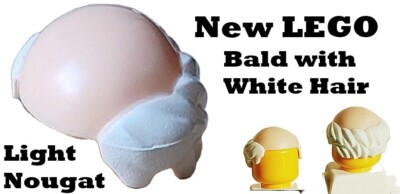 New LEGO Bald Hair White Wig Cap Old Man Receding Hairline Light Nougat ...