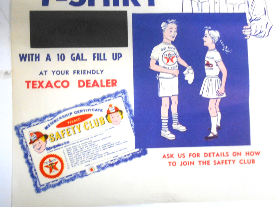 Vtg TEXACO Flyer Advertising "Little Fire Chief" Kids T-Shirts for 19 ...